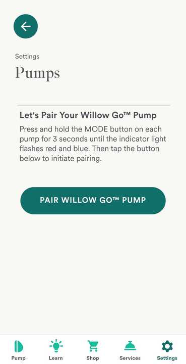 My Willow Go™ pump was 'Not found.' I need help with pairing.